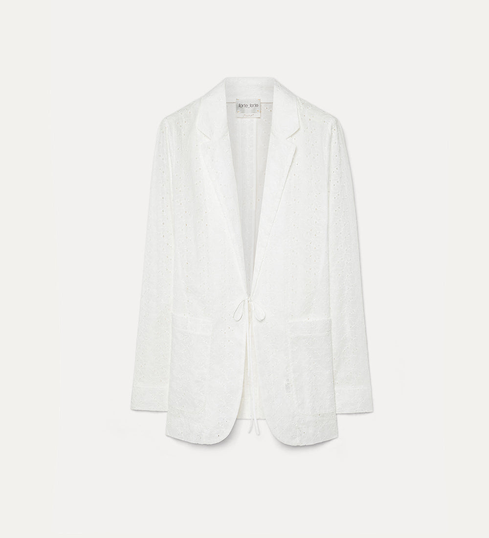 muslin jacket with “broderie anglaise” embroidery crystal | forte_forte