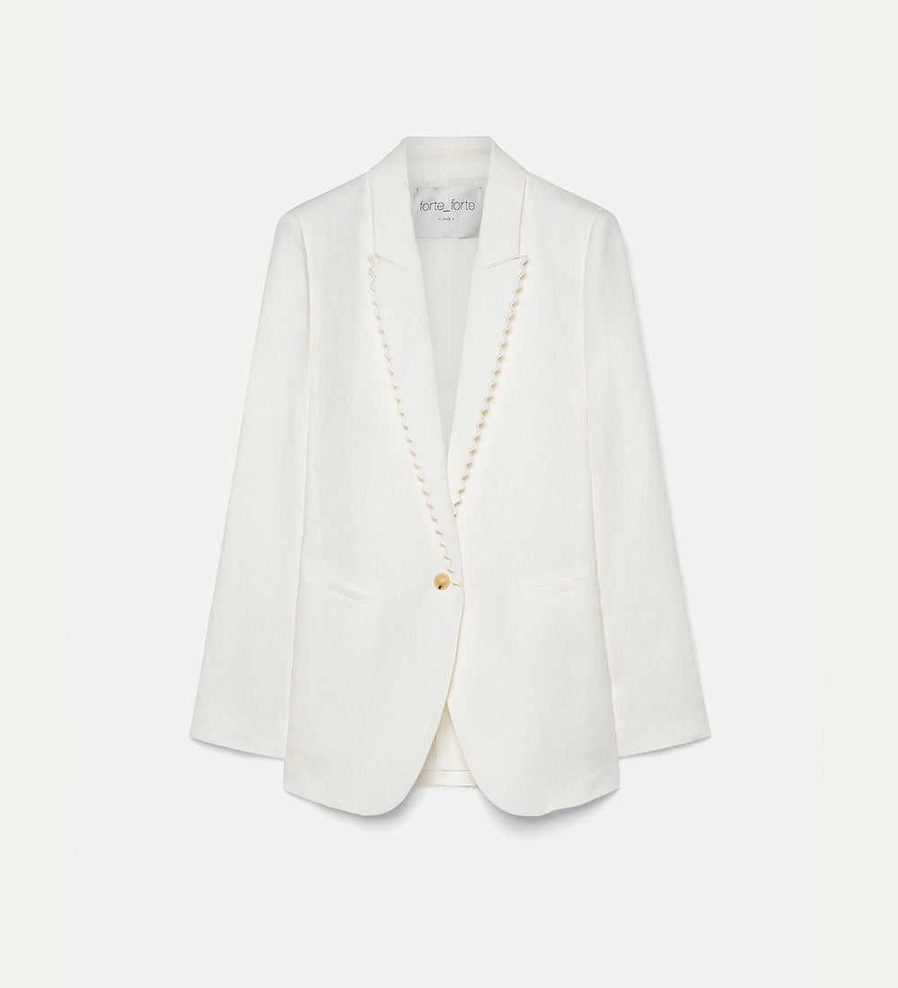 chic linen jacket with embroidery crystal | forte_forte